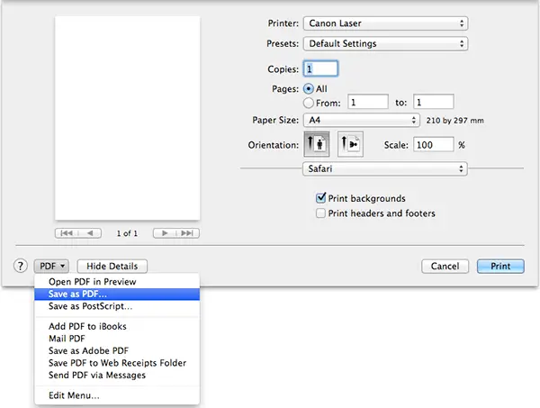 Create Keyboard Shortcut To Export As PDF In Safari On OS X The Electric Toolbox Blog